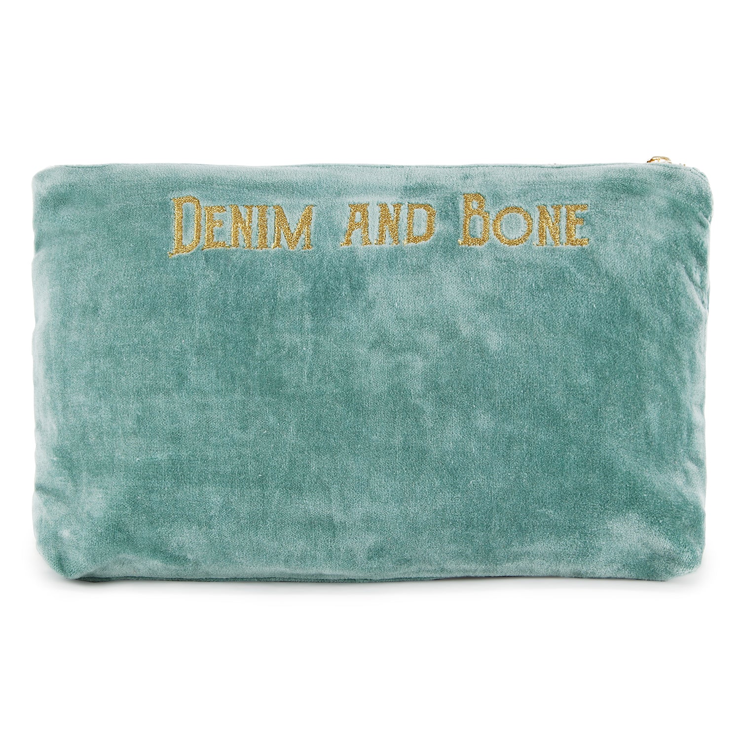'Loved' Bluebird Embroidered Velvet Pouch – Denim And Bone
